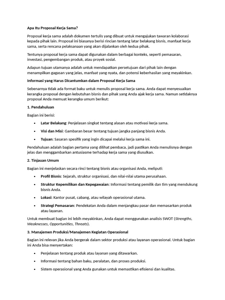 Contoh Format Proposal Kerjasama | PDF