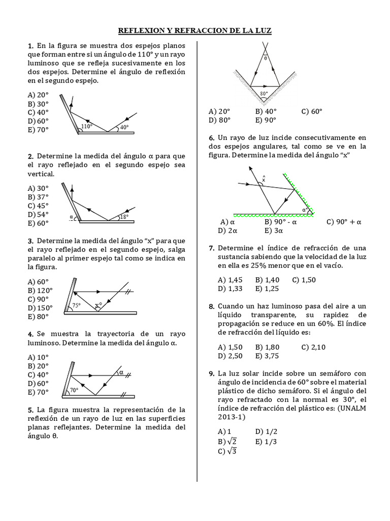 Ángulos de Incidencia y Refracción | PDF | Refracción | Reflexión (Física)