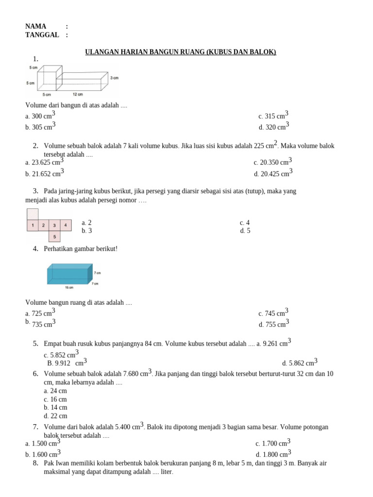 Ulangan Kubus Dan Balok | PDF