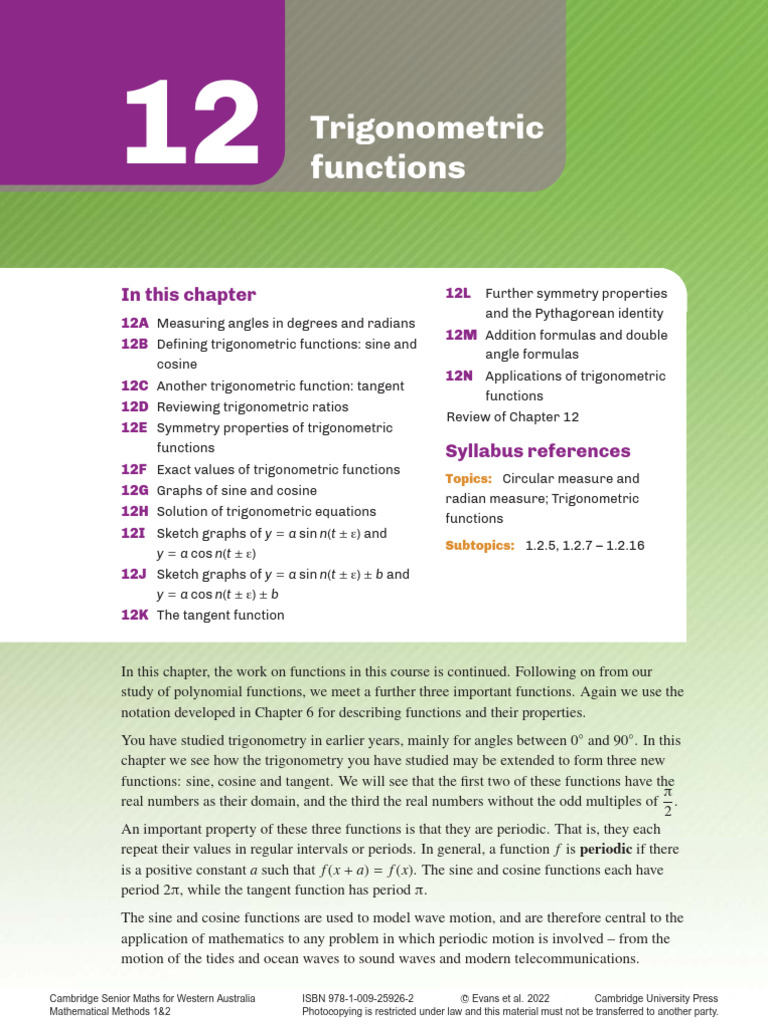 Methods12 WA Ch12 | PDF | Trigonometric Functions | Trigonometry