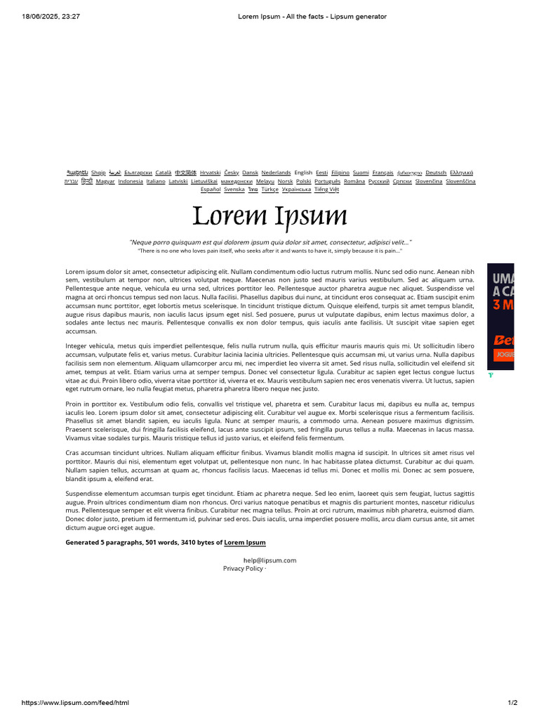 Lorem Ipsum - All The Facts - Lipsum Generator | PDF