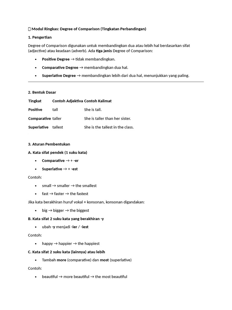 ? Modul Ringkas Degree of Comparison | PDF