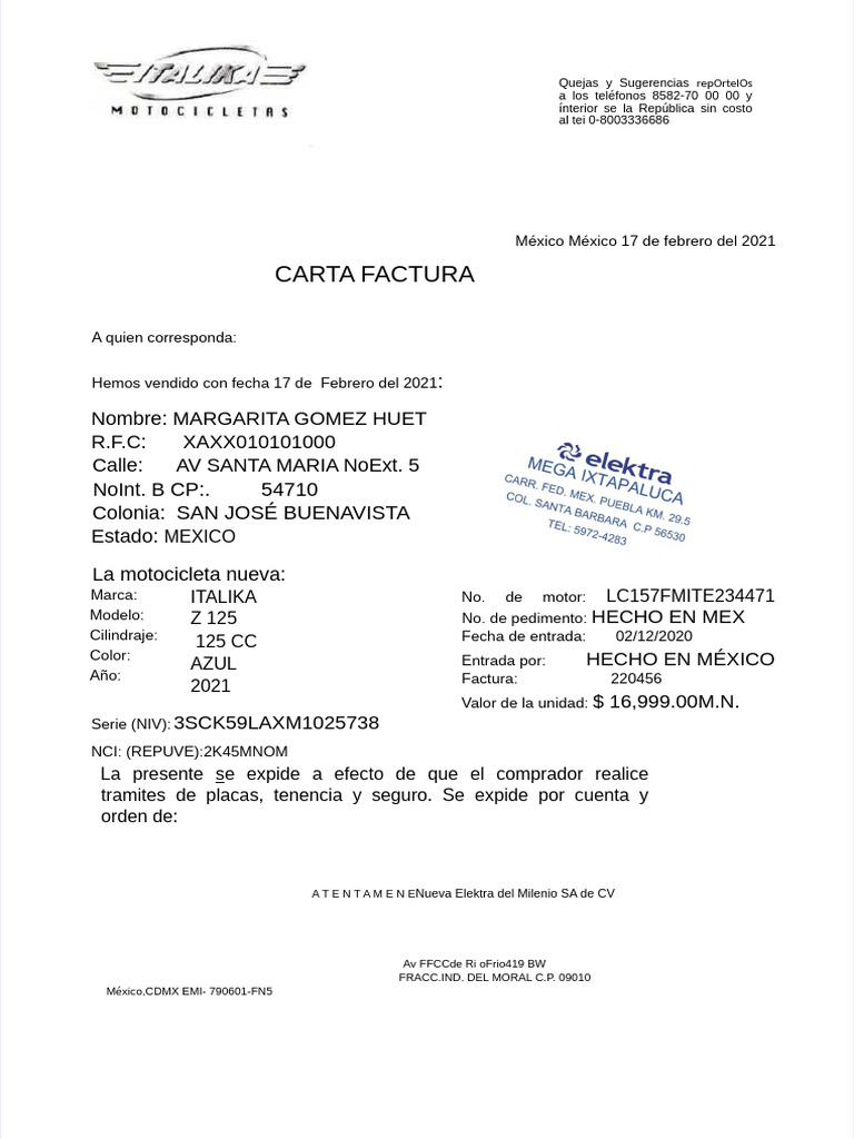 Carta Factura | PDF