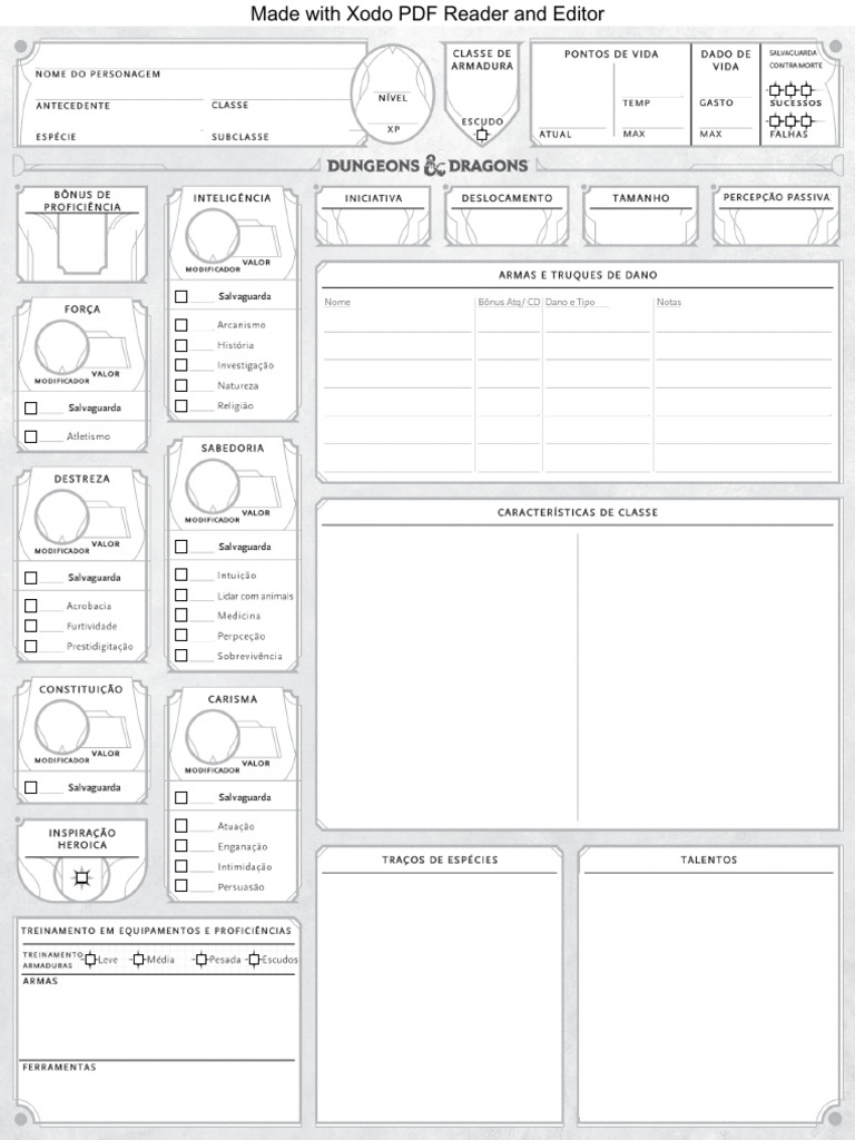 DD 2024 Ficha de Personagem Editavel Portugues Joga o D20 | PDF