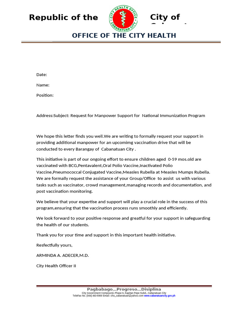 Request-Manpower For Vaccination | PDF