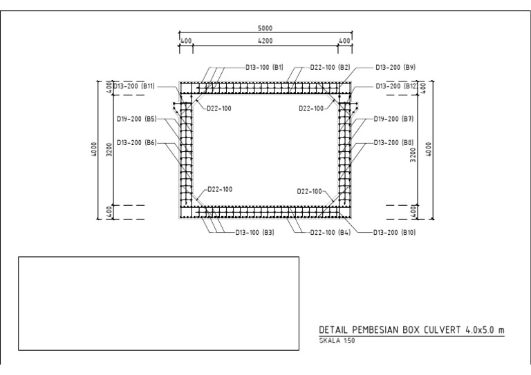 Detail Pembesian Box Culvert 4.0X5.0 M | PDF