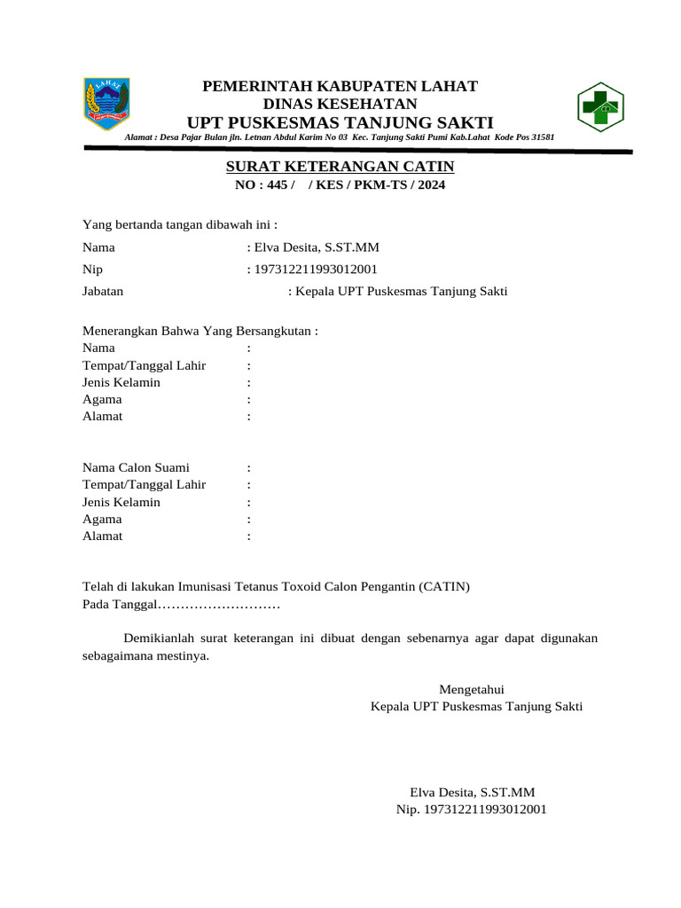 Surat Ket Catin | PDF