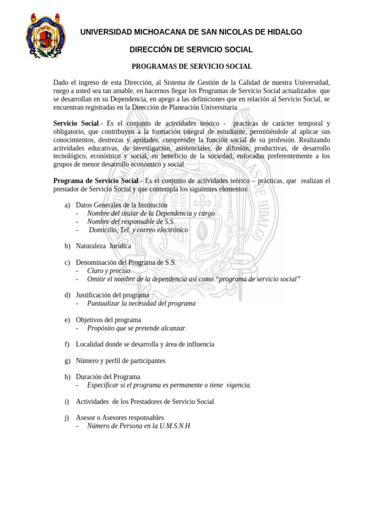 Programas de Servicio Social Universitario | PDF | Trabajo Social