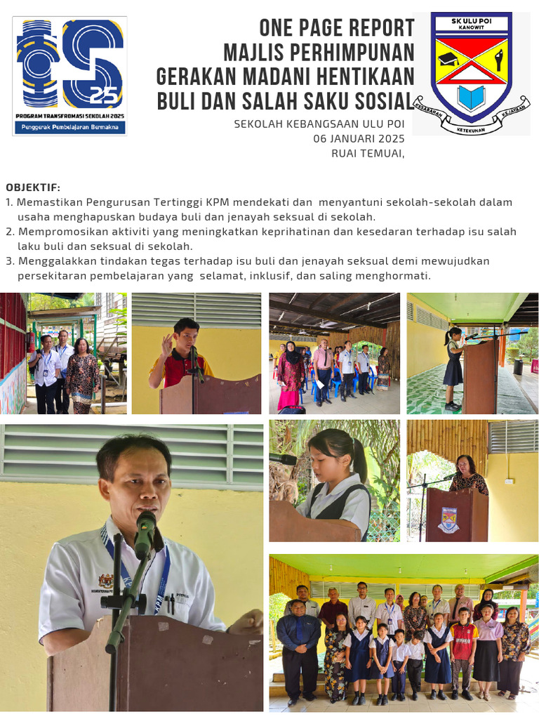 OPR Majlis Perhimpunan Gerakan Madani Hentikan Salah Laku Buli Dan Seksual SK Ulu Poi | PDF