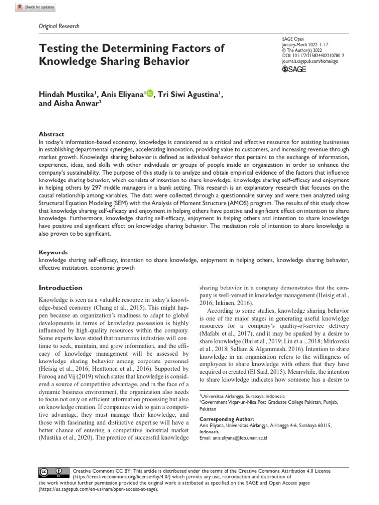 Knowledge Sharing Culture | PDF | Self Efficacy | Knowledge