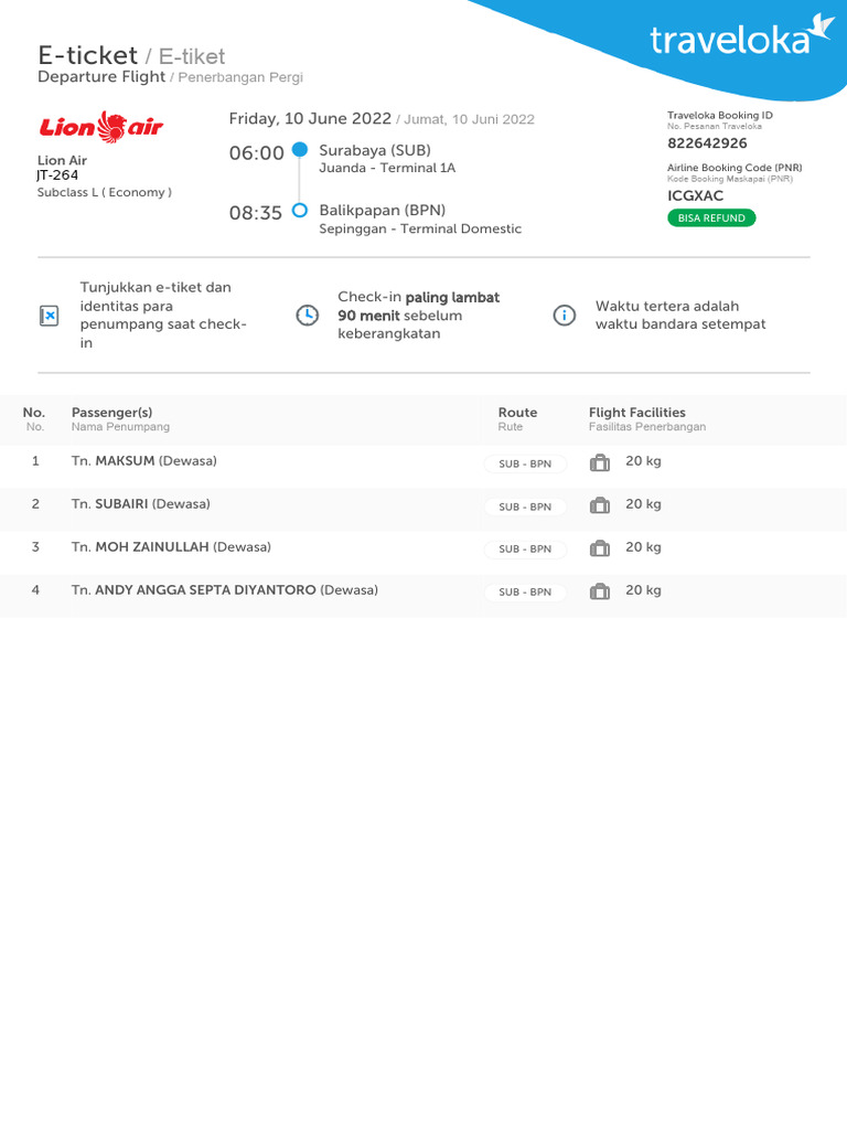 Maksum Sub Icgxac BPN Flight Originating | PDF