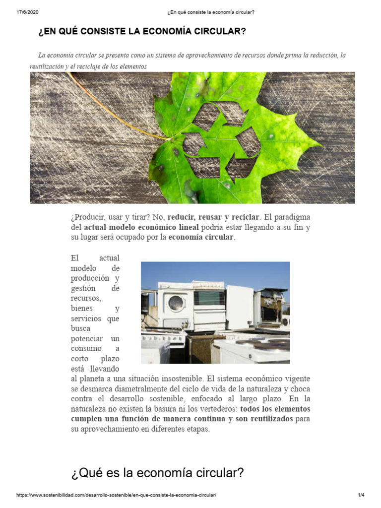 En Qué Consiste La Economía Circular | PDF | Residuos | Reciclaje