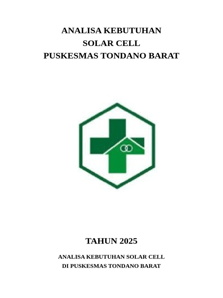 Kebutuhan Solar Cell Puskesmas Tondano Barat | PDF
