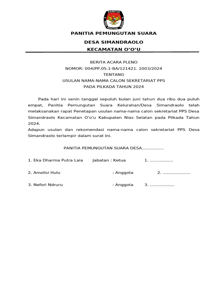 Doc. Usulan Sekretaria Pps | PDF