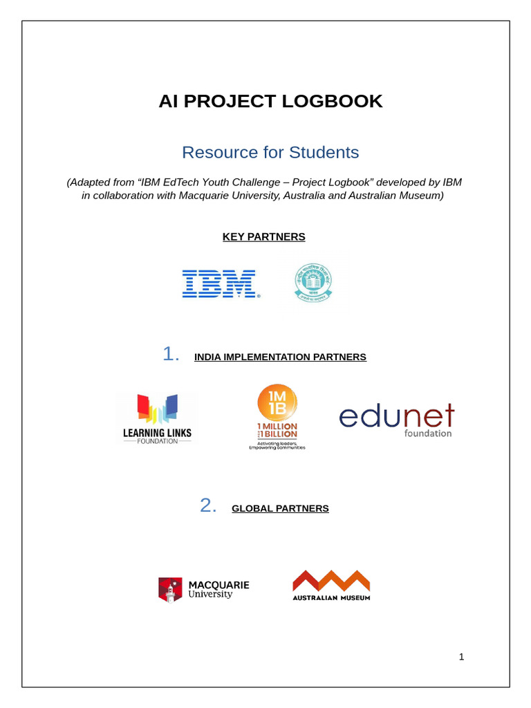 IBM-CBSE AI Project Logbook 1 | PDF | Artificial Intelligence ...
