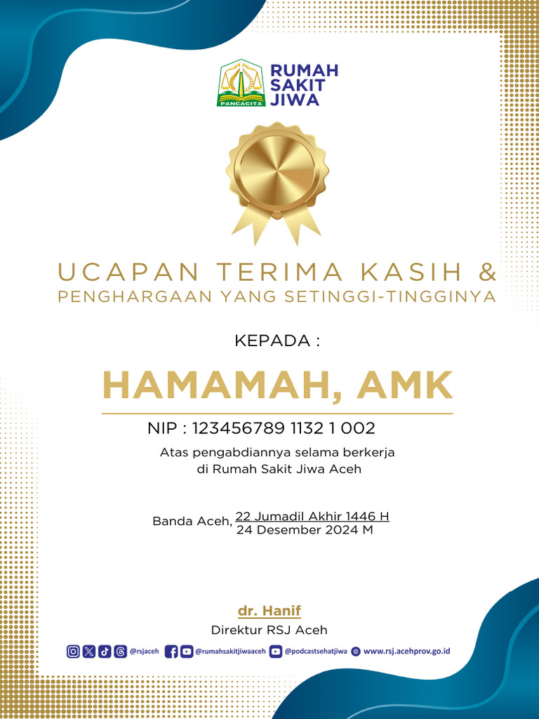 Sertifikat RSJ Aceh | PDF