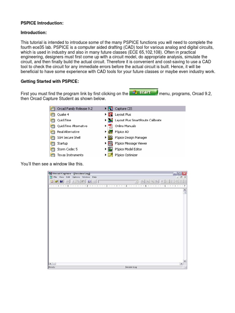PSPICE Tutorial for ECE35 Lab | PDF | Electrical Network | Operational Amplifier