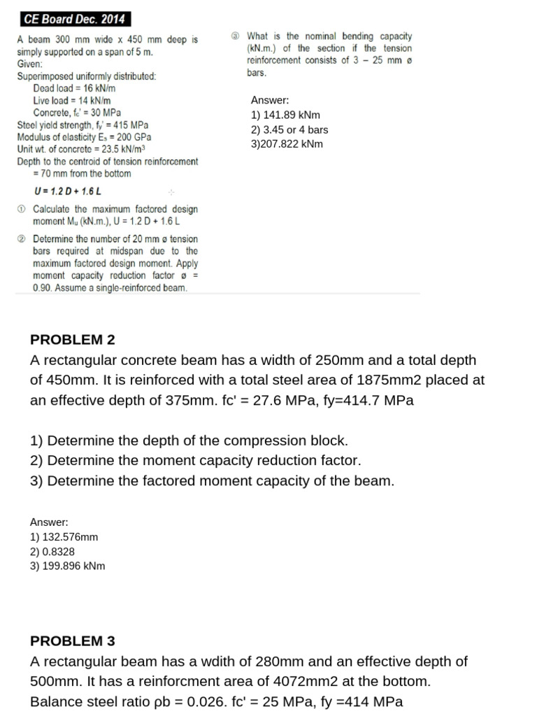 Singly Reinforced Beam - Additional Problems-1 | PDF