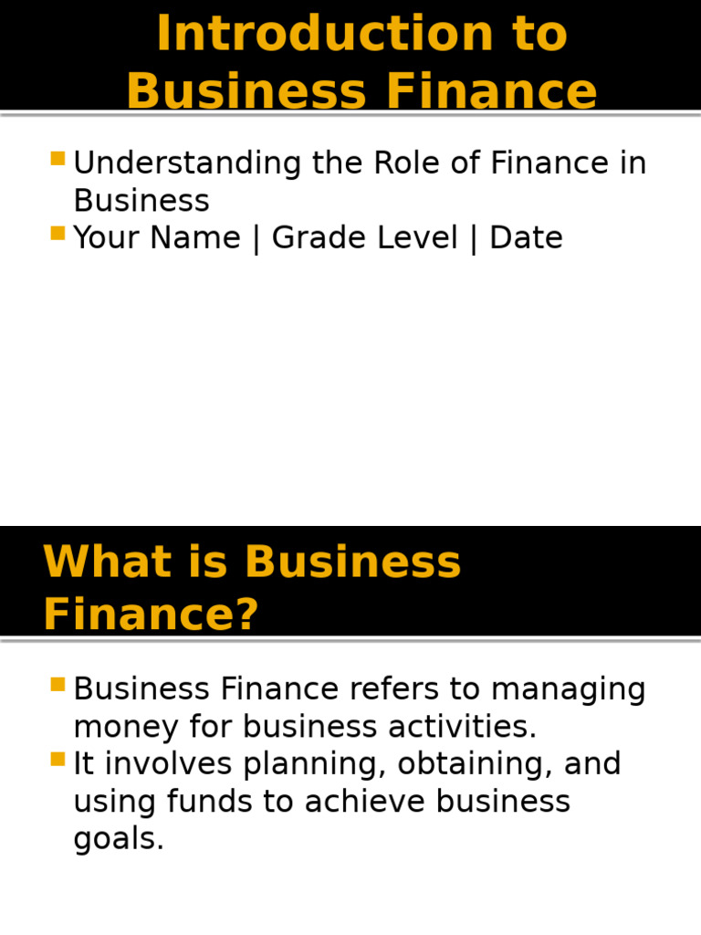 Introduction To Business Finance | PDF | Expense | Business
