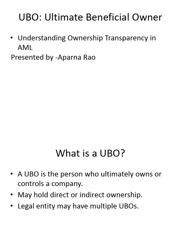 UBO Ultimate Beneficial Owner | PDF