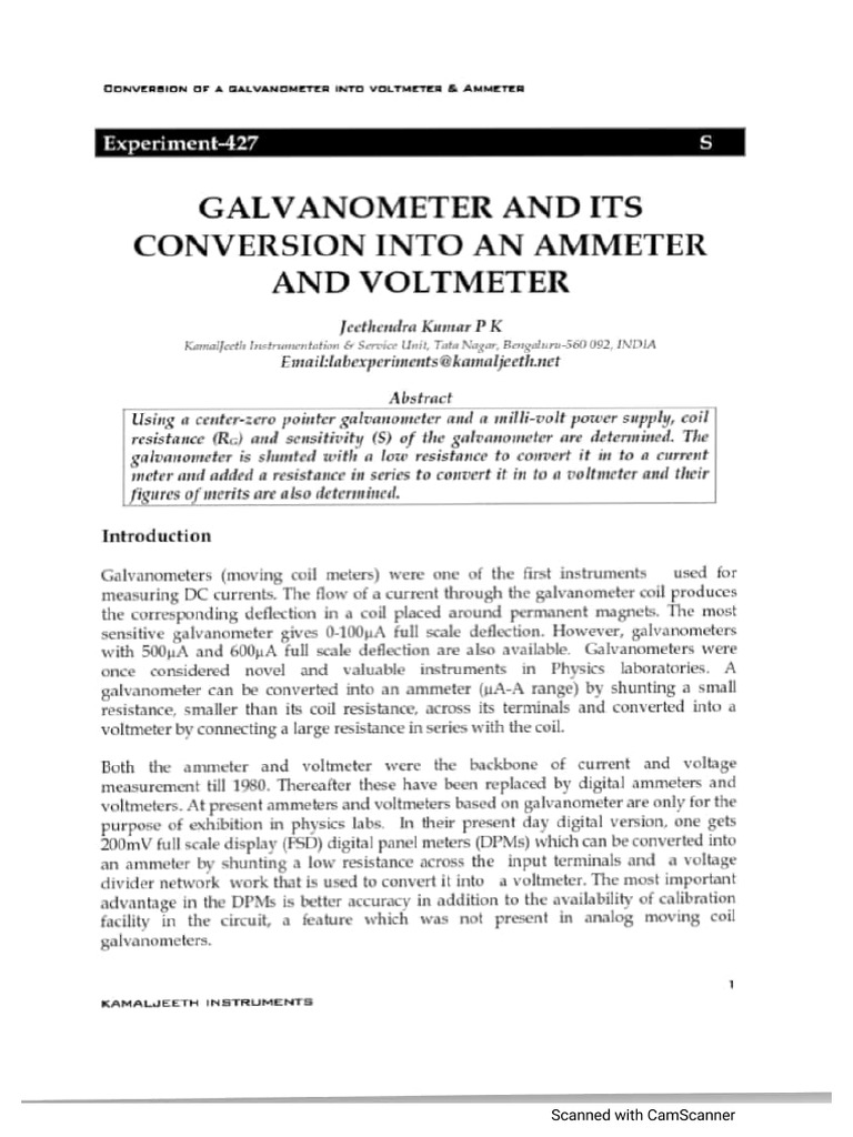 Conversion Galvanometer | PDF