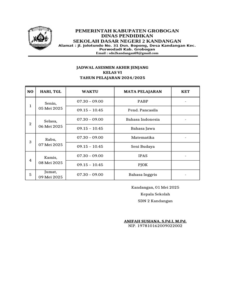 Administrasi Asesmen Akhir Jenjang Aaj | PDF