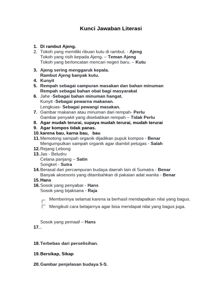 Kunci Jawaban Simulasi ANBK 2025 | PDF