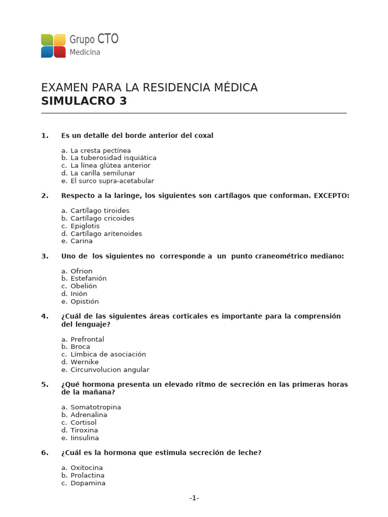 Simulacro 3 CTO | PDF | Parto | Cancer de prostata