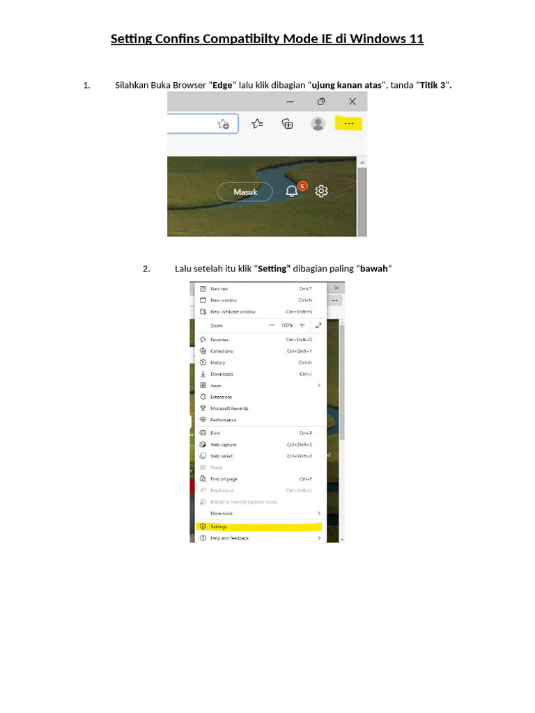 Issue Confins Compatibilty Mode IE Di Windows 11 | PDF