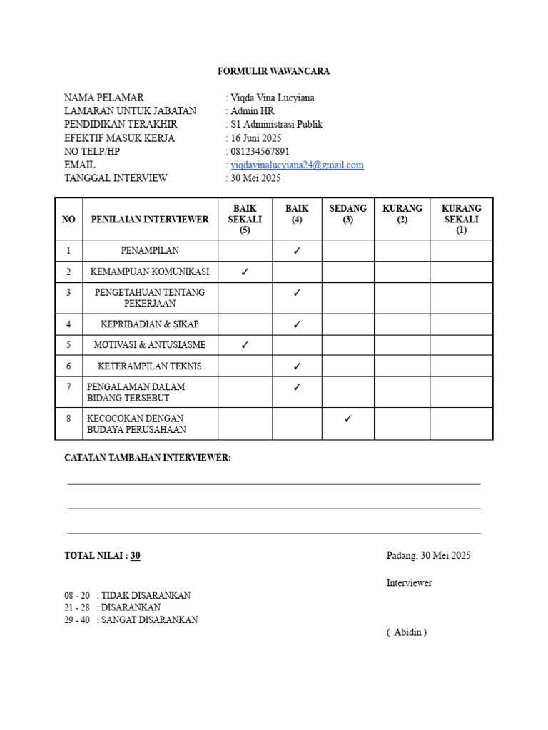 Form Interview | PDF