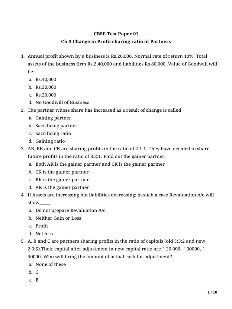 Change in Profit Sharing Ratio Analysis | PDF | Balance Sheet ...