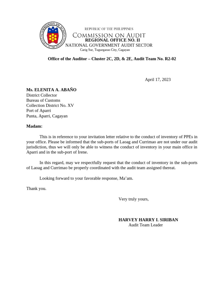 BOC Letter | PDF