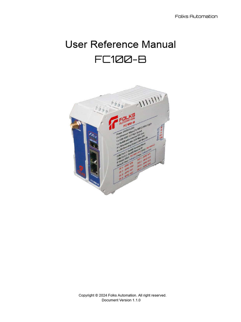 User Manual Folks Automation FC100B - Compressed | PDF | Programmable Logic Controller | Wi Fi