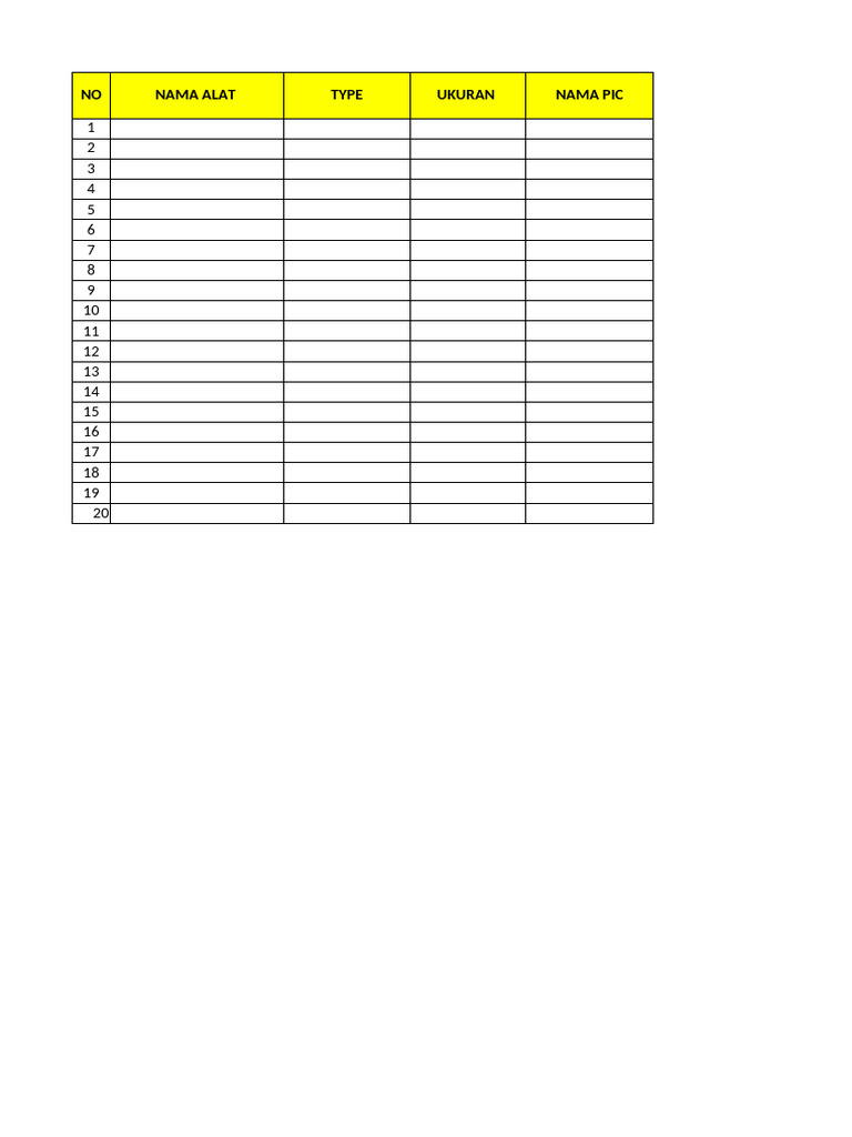 List Alat Kerja | PDF