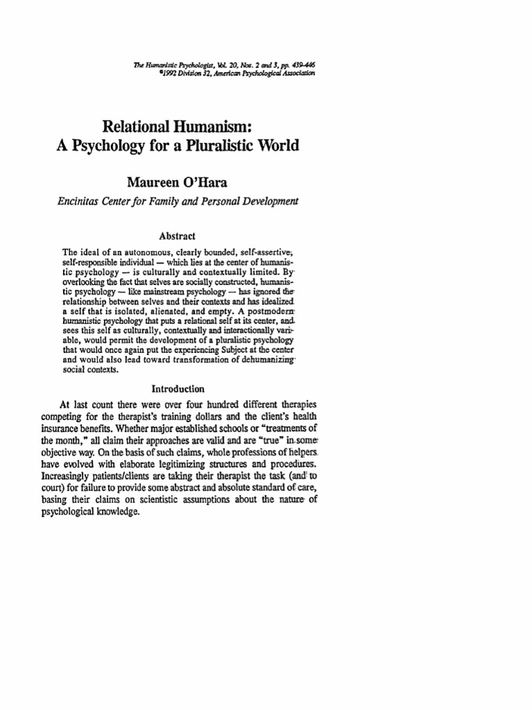 Relational Humanism (W2.R1) | PDF | Psychology | Humanistic Psychology