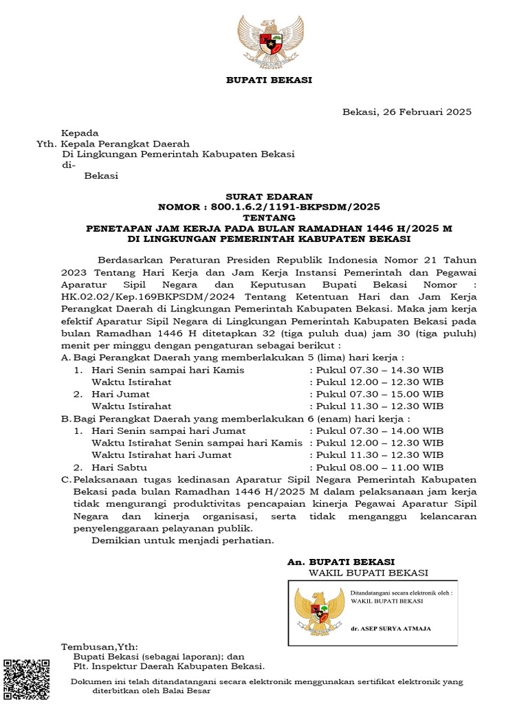 Jam Kerja Ramadhan 2025 | PDF