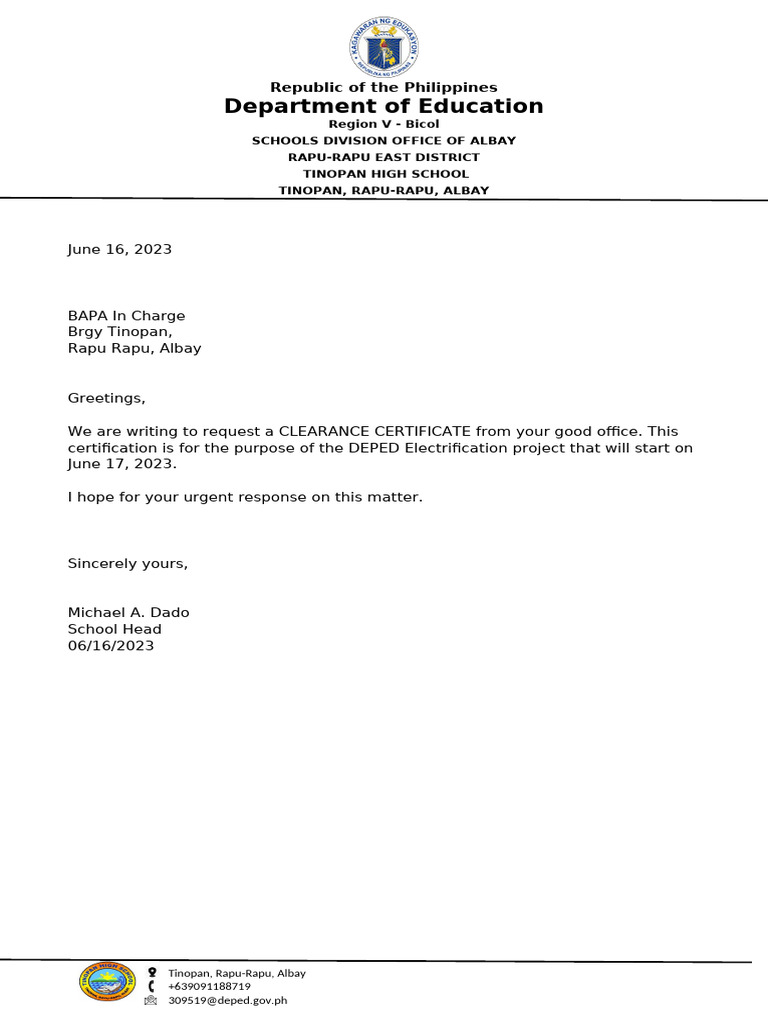 Sample of Letter of Request | PDF