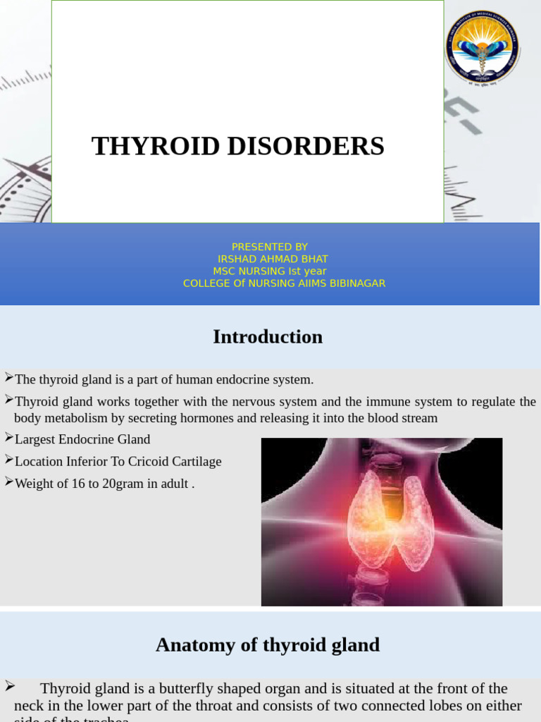 Thyroid Disorders PPT Irshad | PDF | Hyperthyroidism | Thyroid