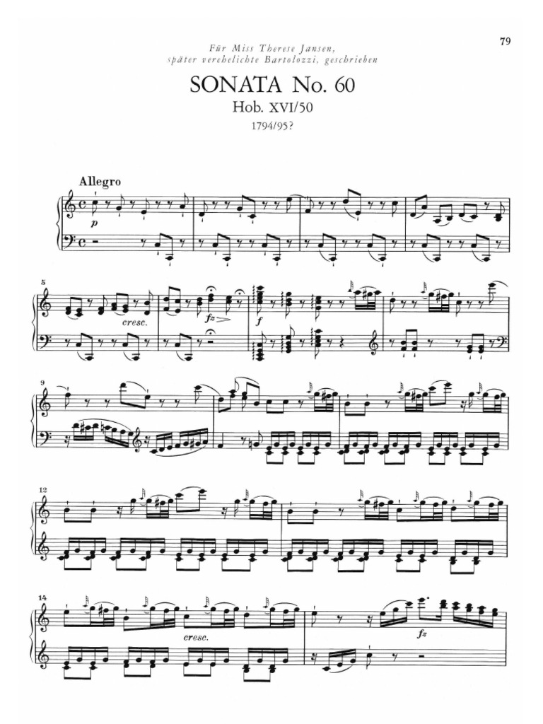 40643海顿奏鸣曲 Sonata - No60, - HobXVI - 50 全乐章 原版正谱 维也纳 | PDF