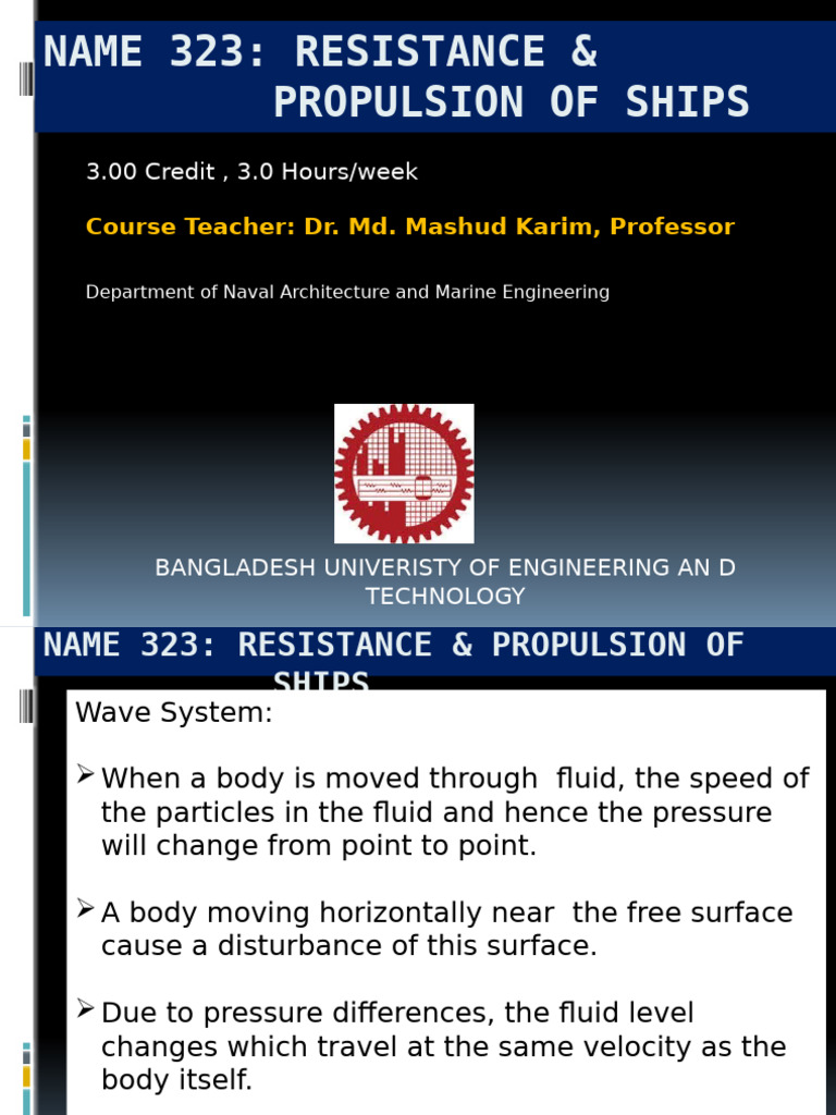323 - Lec3 WaveResistance | PDF | Waves | Ships