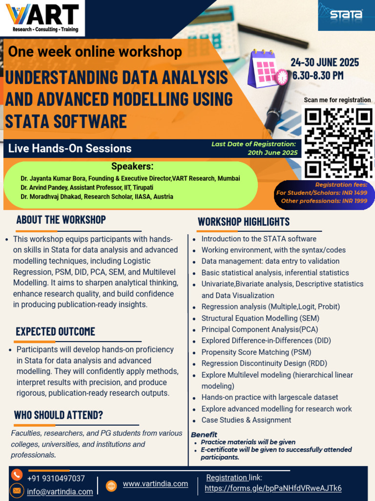 STATA Workshop@VART - 24-30 June 2025 | PDF | Regression Analysis | Statistics