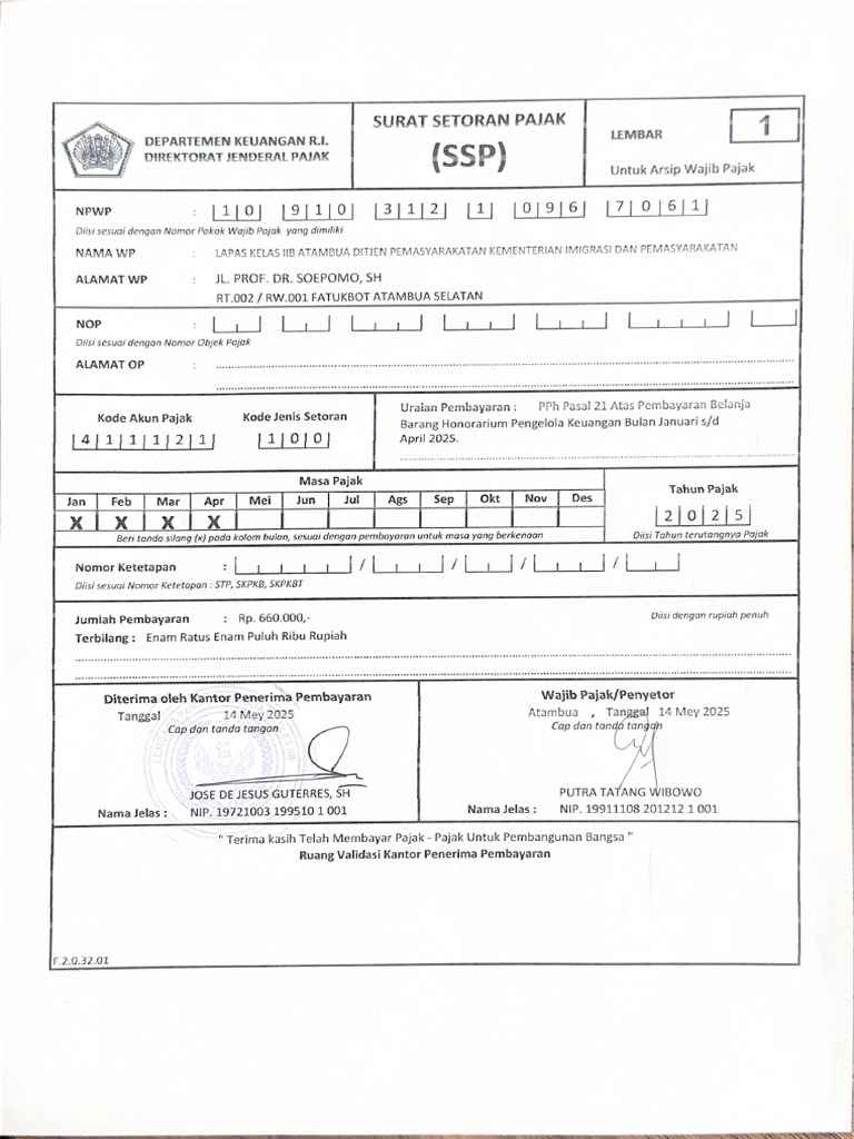 Surat Setoran Pajak | PDF