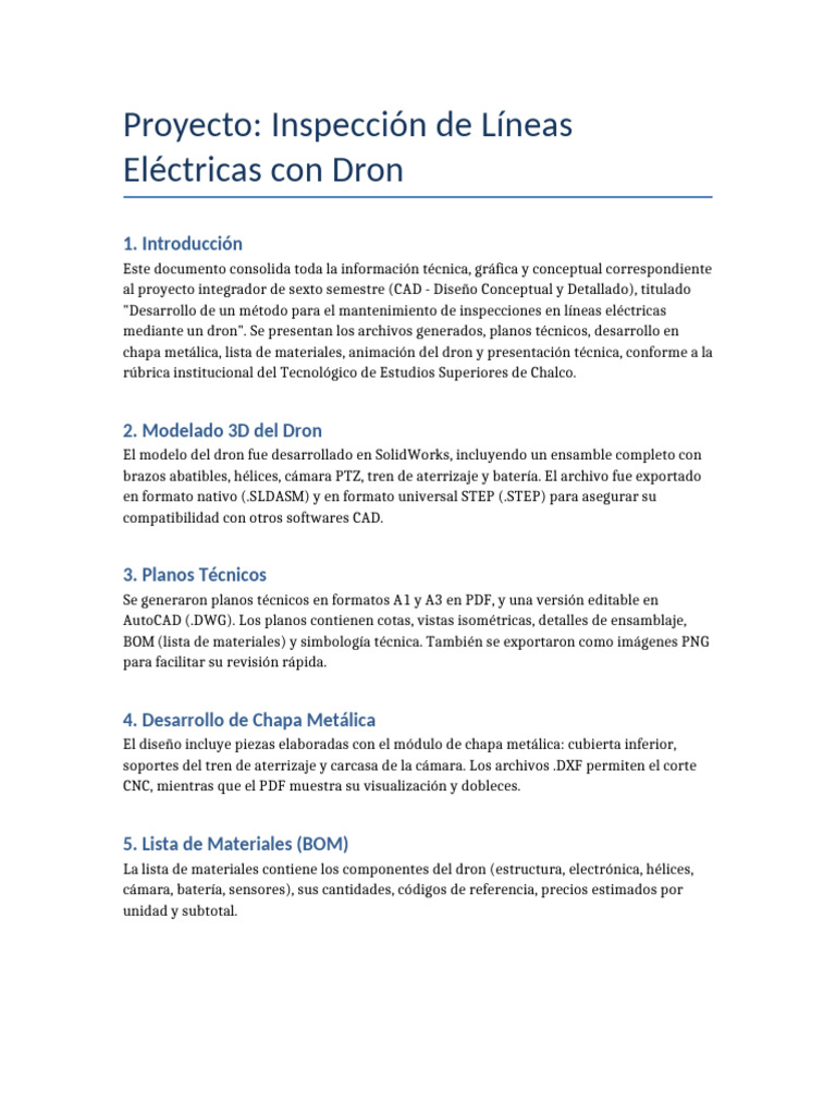 Documento Resumen Completo Proyecto Dron | PDF | Cad automático