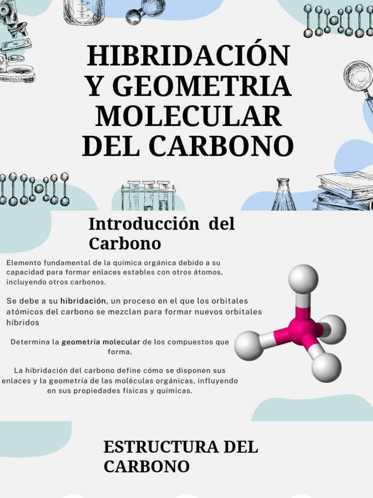 Hibridación y Geometria Molecular Del Carbono | PDF | Enlace químico | Carbón