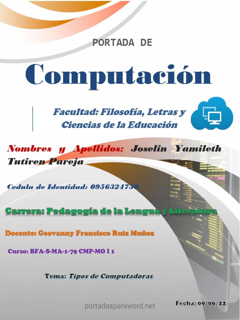 Portada de Computacion para Word 2 | PDF | Puesto de trabajo ...