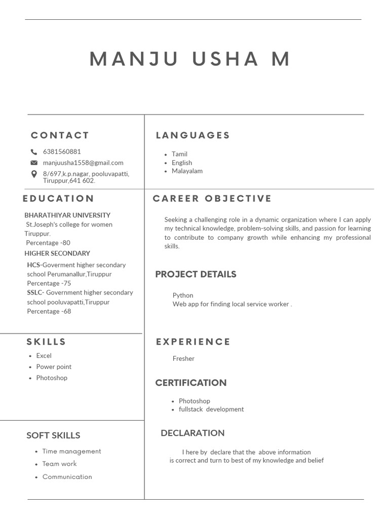 Minimalist White and Grey Professional Resume | PDF