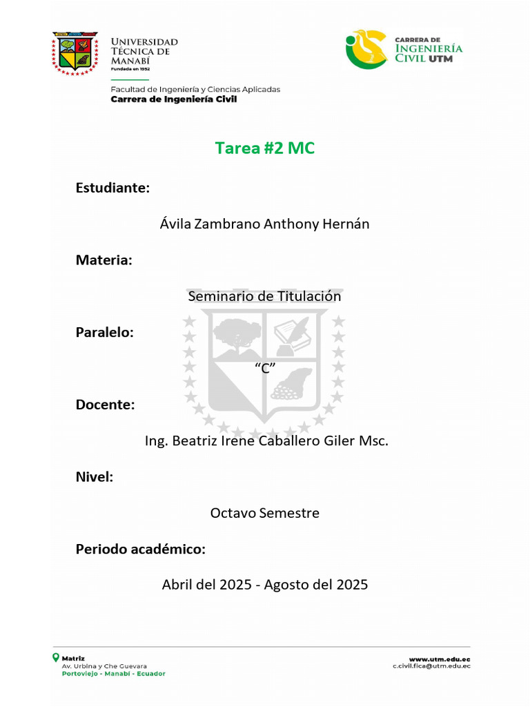 Ávila Zambrano Anthony, Seminario Tarea MC, PC | PDF | Laboratorios | Teoría