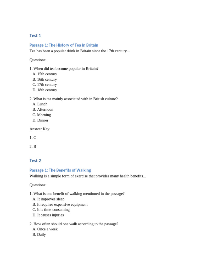IELTS B1 Reading Practice Tests | PDF