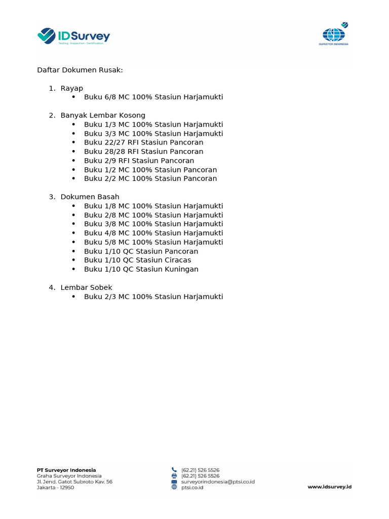 Detail Dokumen Rusak | PDF