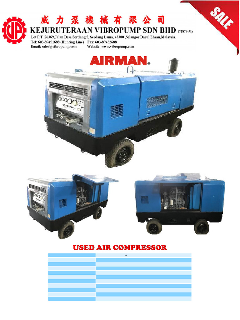 Airman PDS 390S Air Compressor Specs | PDF